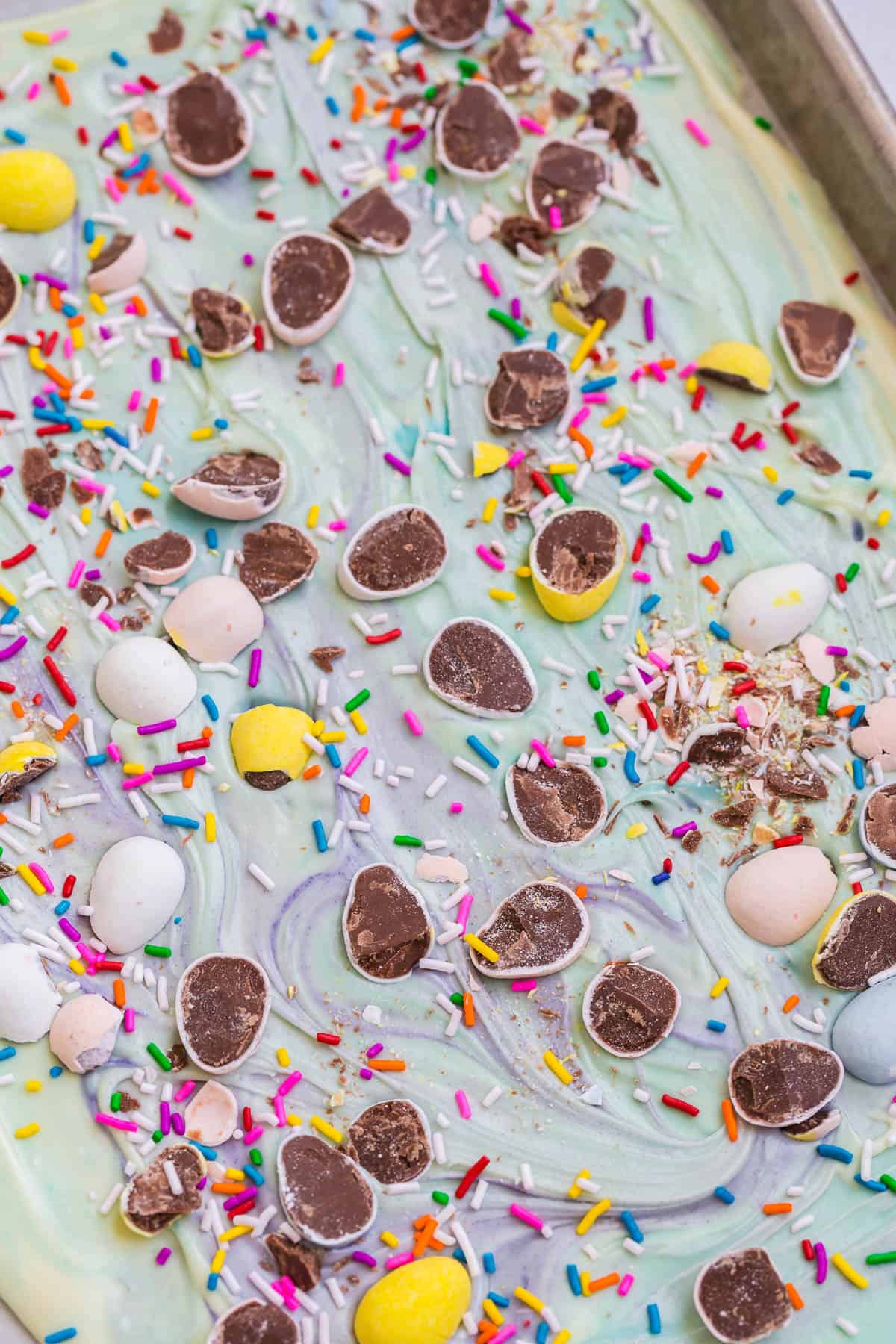Easy White Chocolate Mini Egg Bark | Party Food Favorites